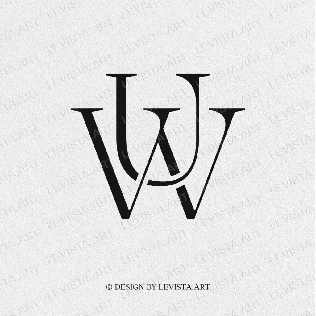 Minimalist UW Monogram & WU Letter Logo | Instant Download