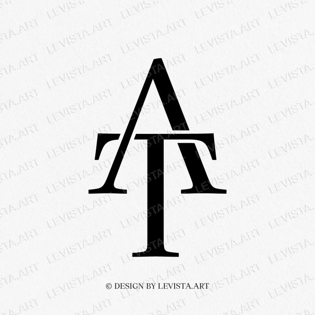 Minimalist AT & TA Monogram logo | Instant Download
